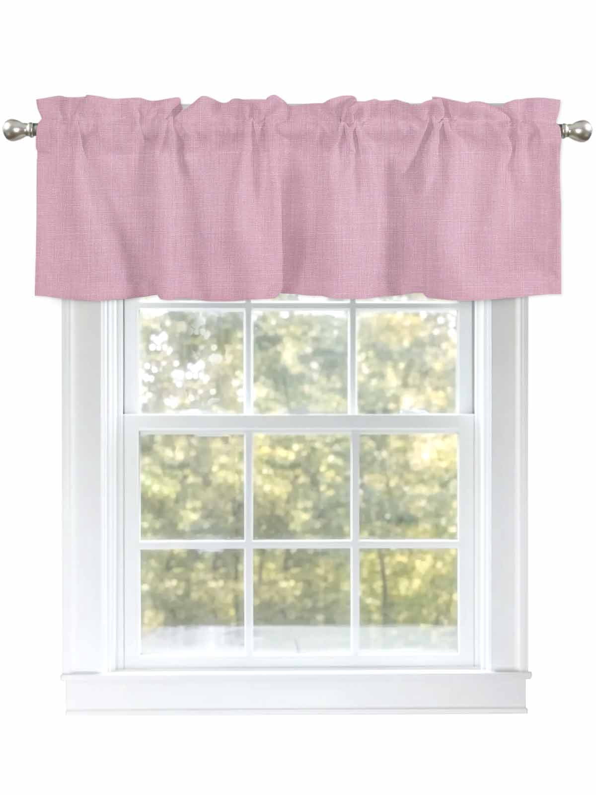 Pink Linen Texture Valances for Windows, Rod Pocket Kitchen Valance ...