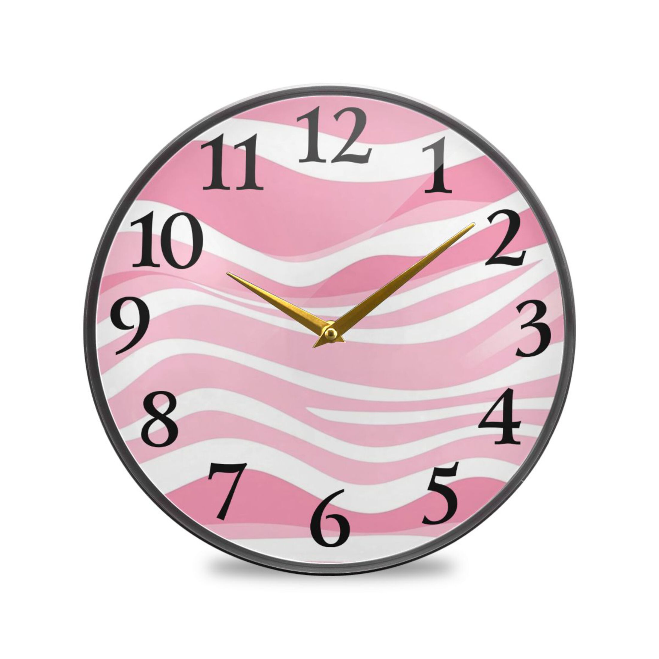 Pink Lines Wall Clocks Battery Operated 11.9 Inch Round Clock Acrylic ...