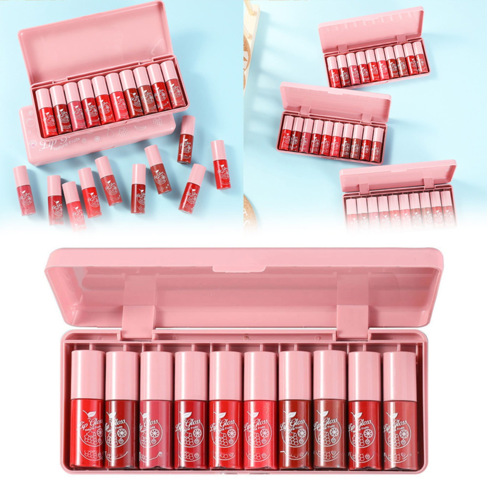 Lip Stain, 10 Colors Lip Tint Stain Set Korean Plumping Lip Gloss Lip ...