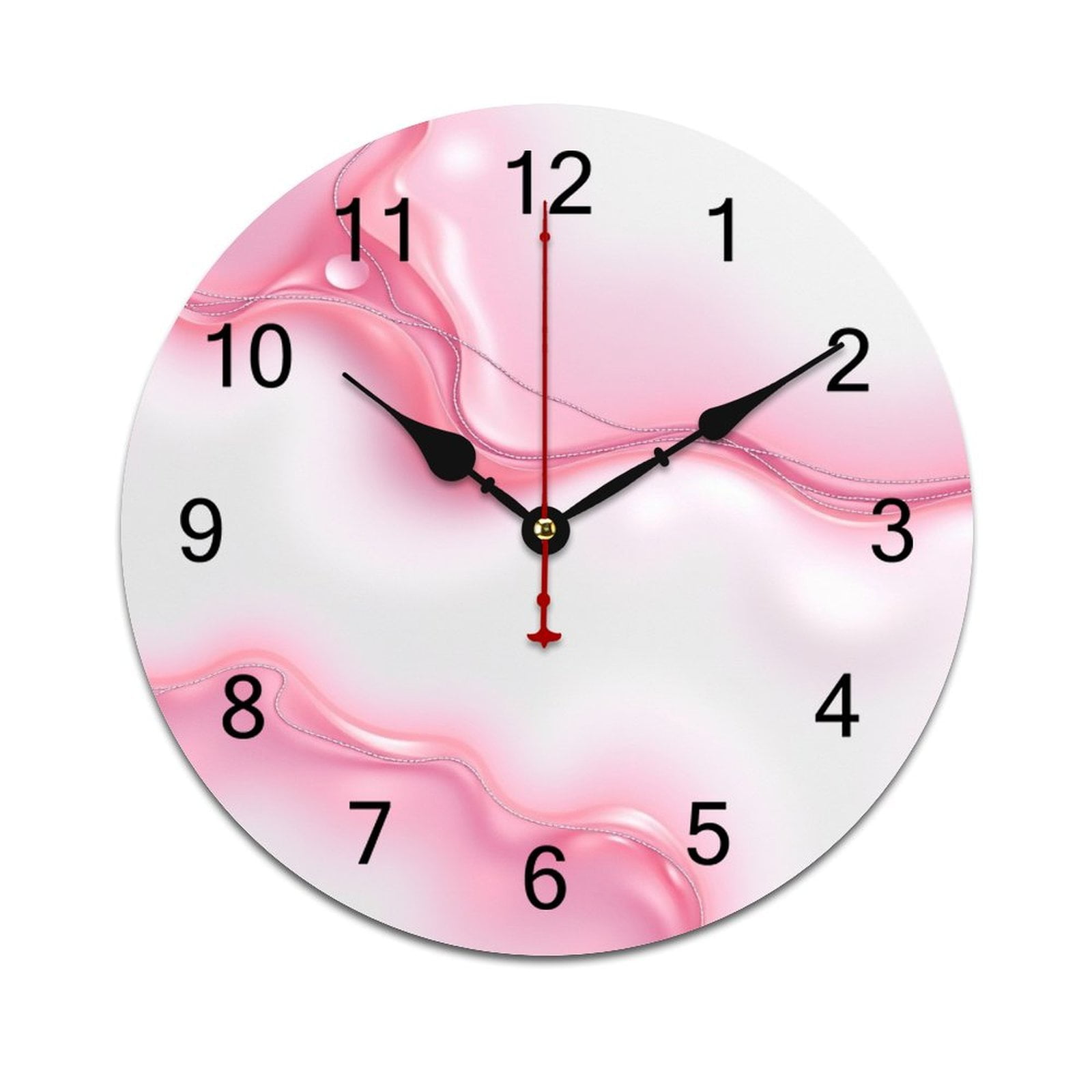 Pink Liquid Flow Time Decorative Wall Clocks Round Large Wall Watch ...