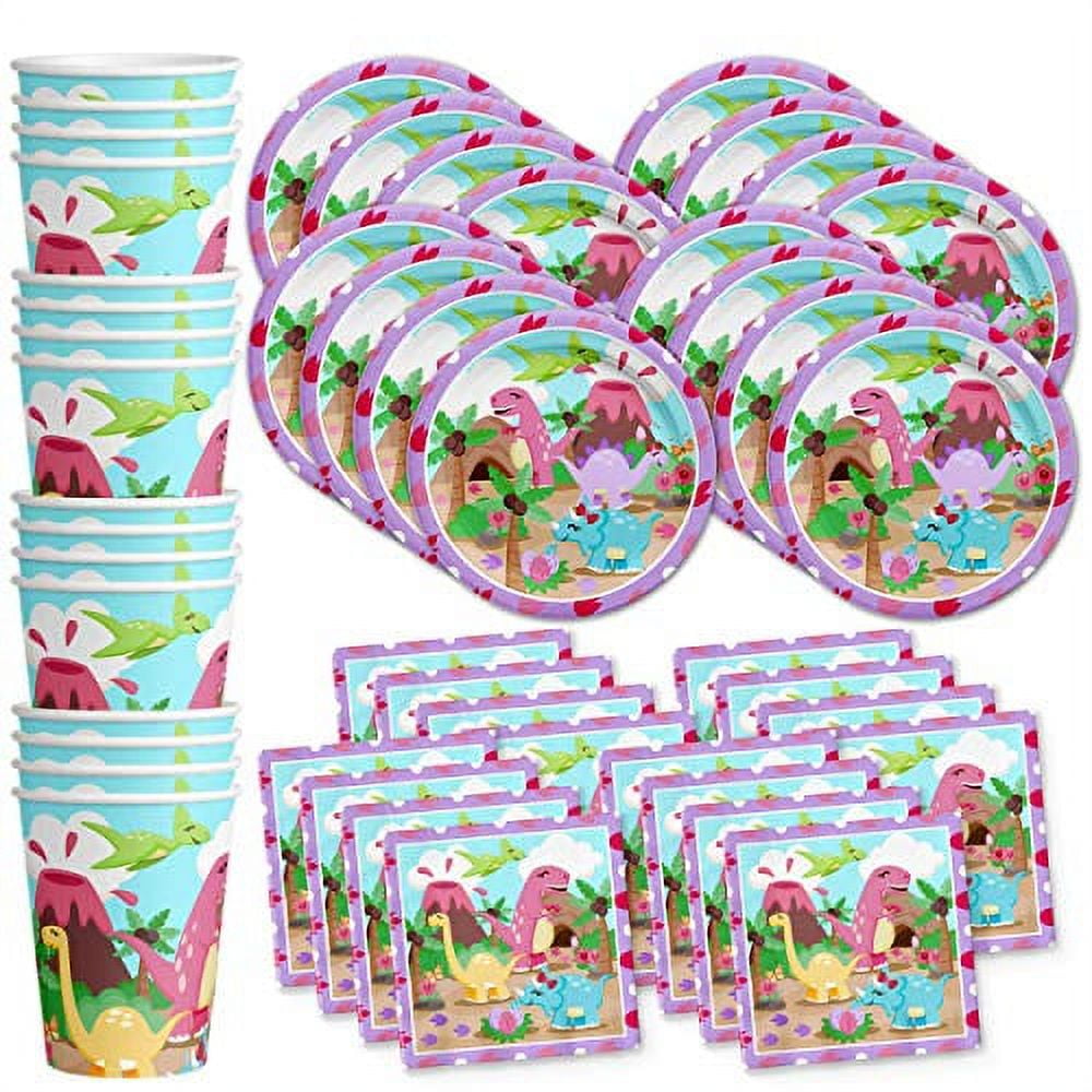 Pink Little Dino Girl Dinosaur Birthday Party Supplies Set Plates ...