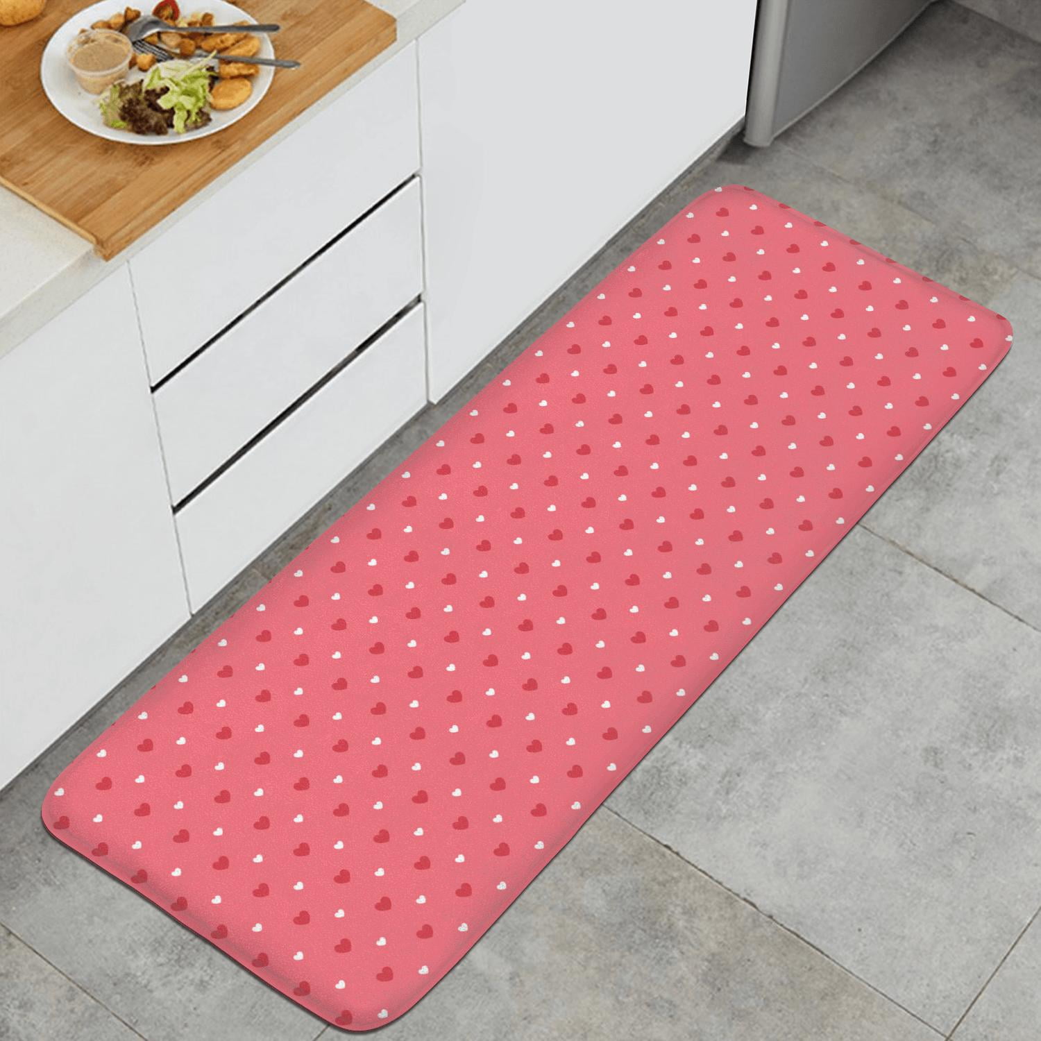 Pink Little Love Flannel Kitchen Mats for Floor, Kitchen Rugs Mats with ...