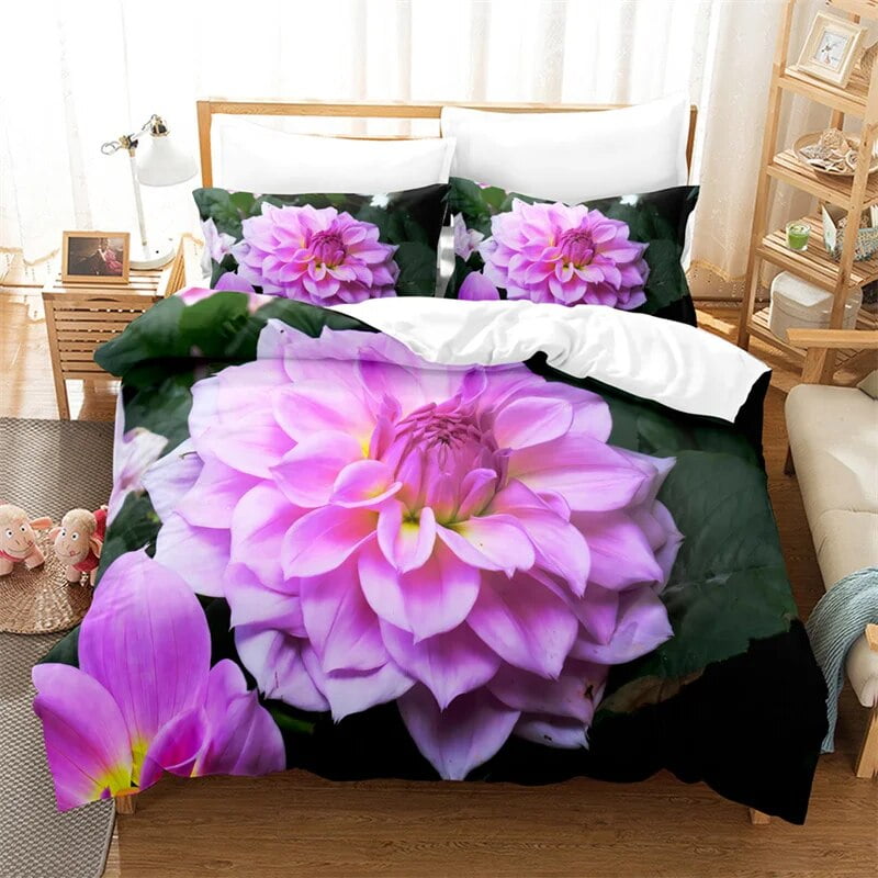 Pink Lotus Bedding Set High-grade Duvet Cover Girls King Quilt Cover ...