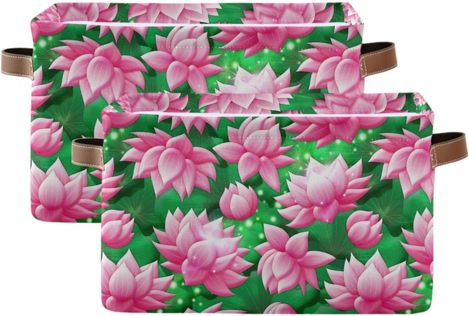 Pink Lotus Flower Foldable Storage Basket for Shelves, Collapsible ...