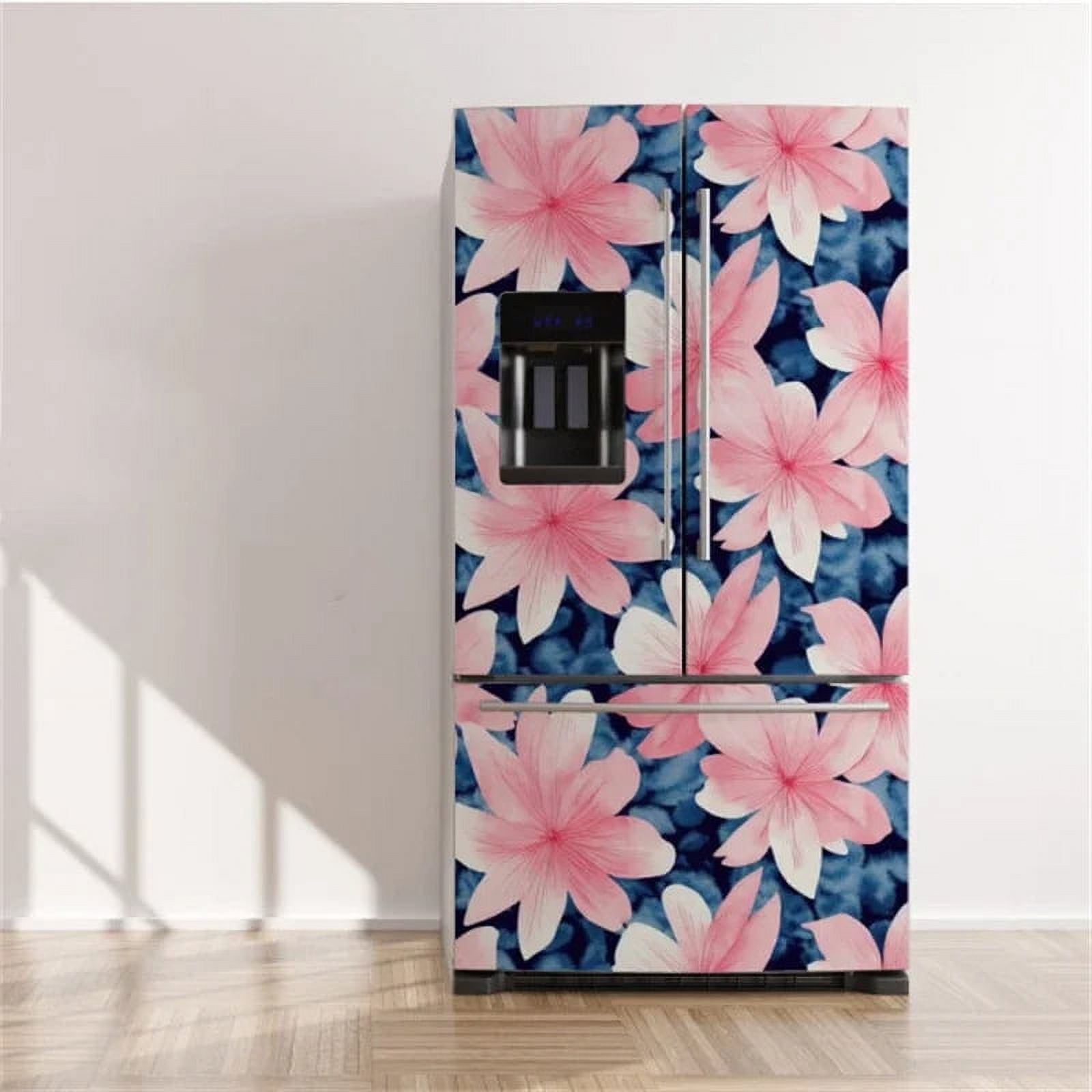 Pink Lotus Flower Refrigerator Stickers Watercolor Floral Painting ...