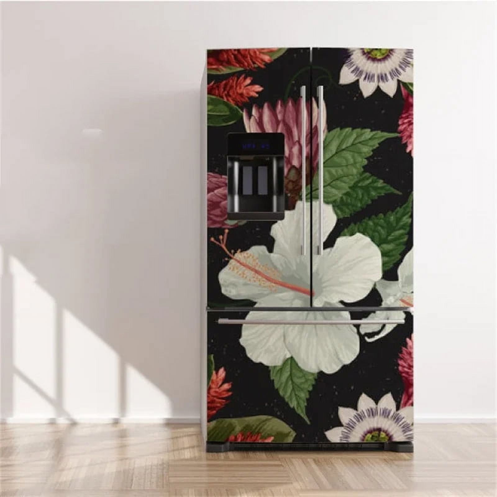 Pink Lotus Flower Refrigerator Stickers Watercolor Floral Painting ...