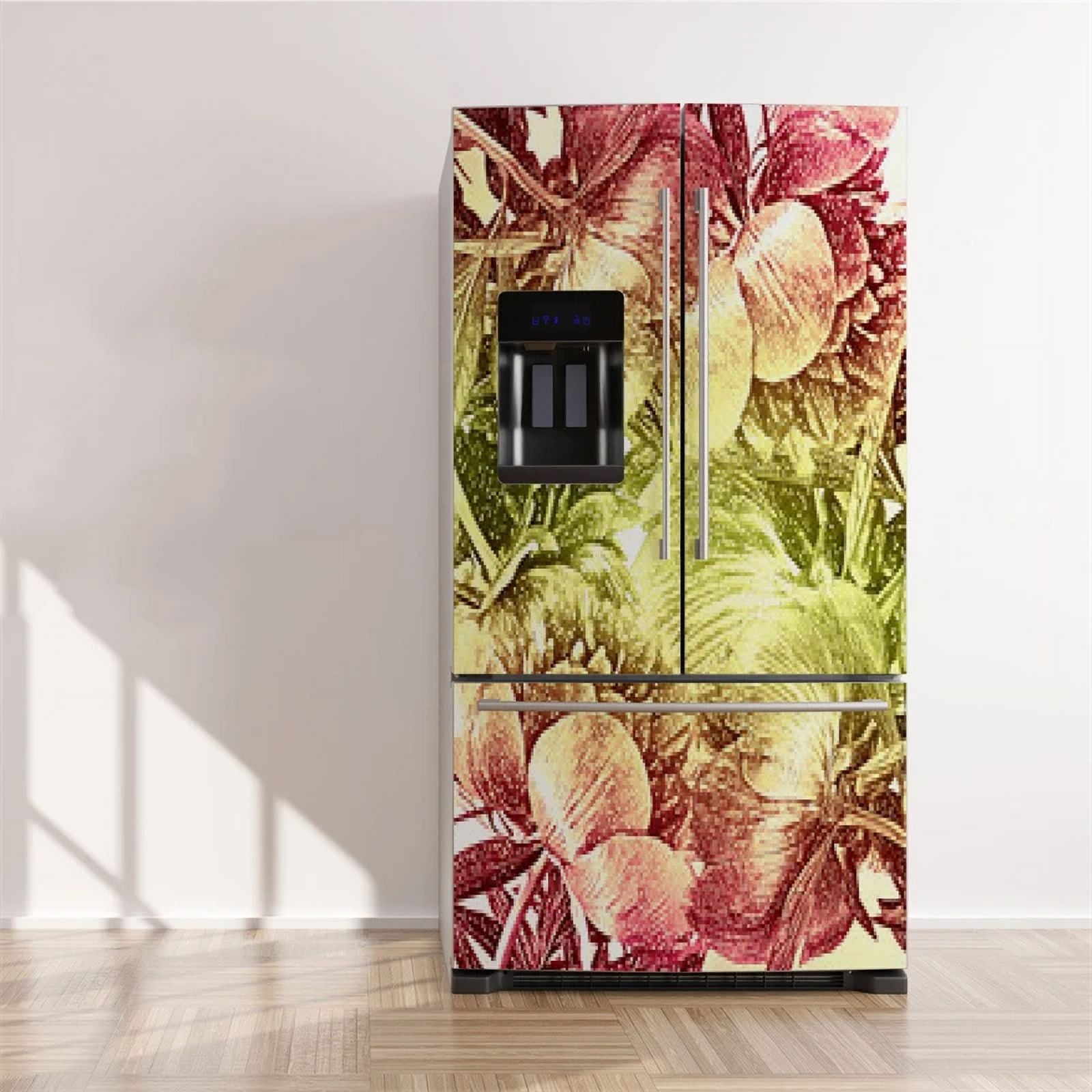 Pink Lotus Flower Refrigerator Stickers Watercolor Floral Painting ...