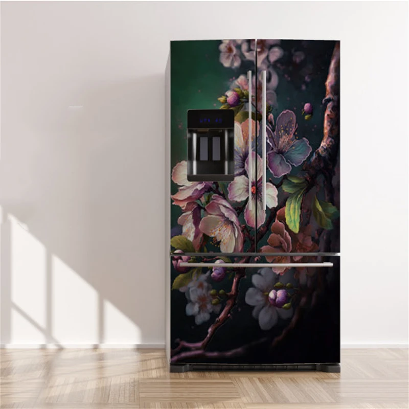 Pink Lotus Flower Refrigerator Stickers Watercolor Floral Painting ...
