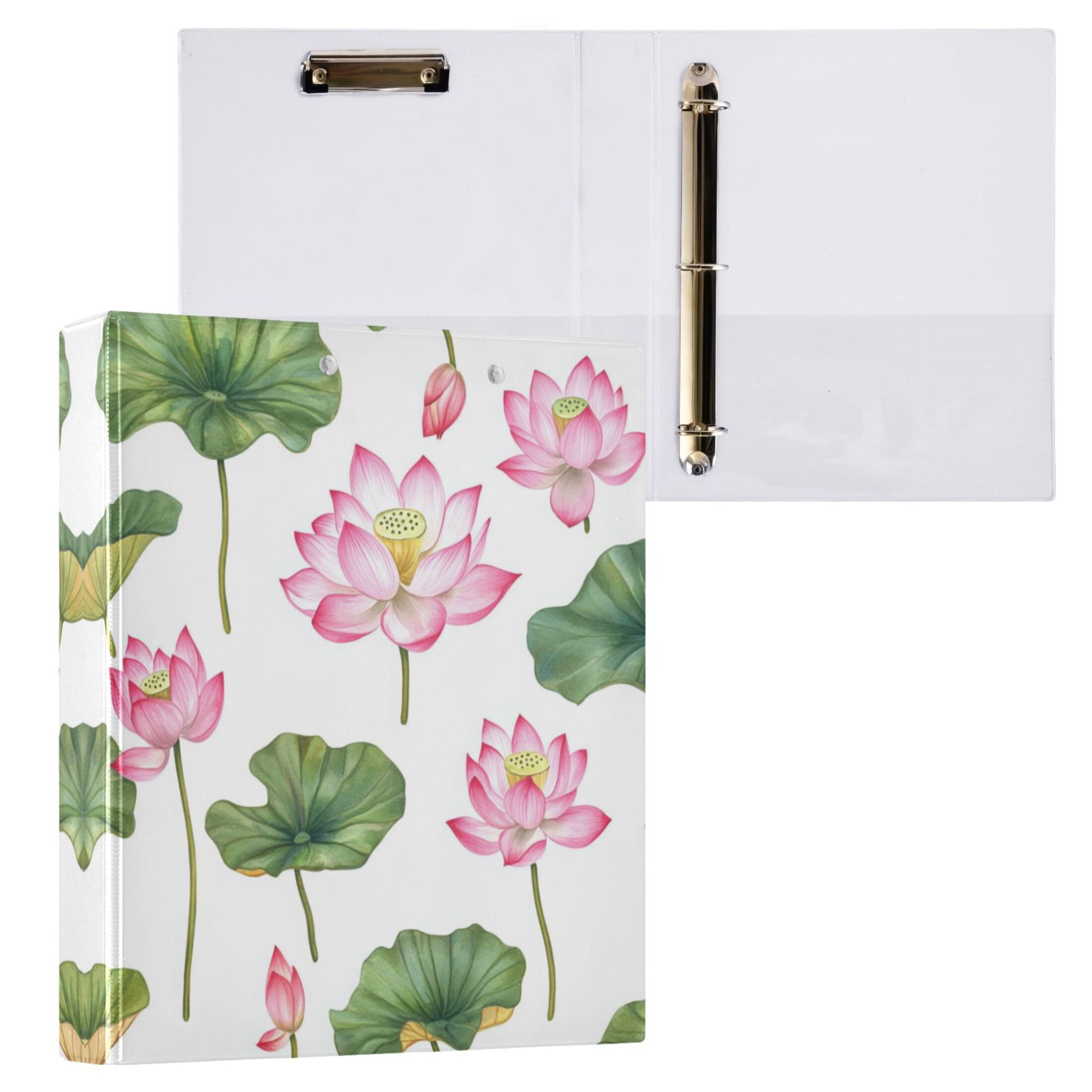 Pink Lotus Flowers 3 Ring Hardcover Binders 1.5in Round Rings for ...
