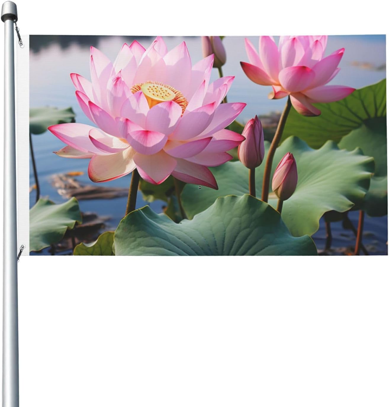 Pink Lotus Flowers Flag 3x5 ft Flags for Outside Funny Banner Garden ...