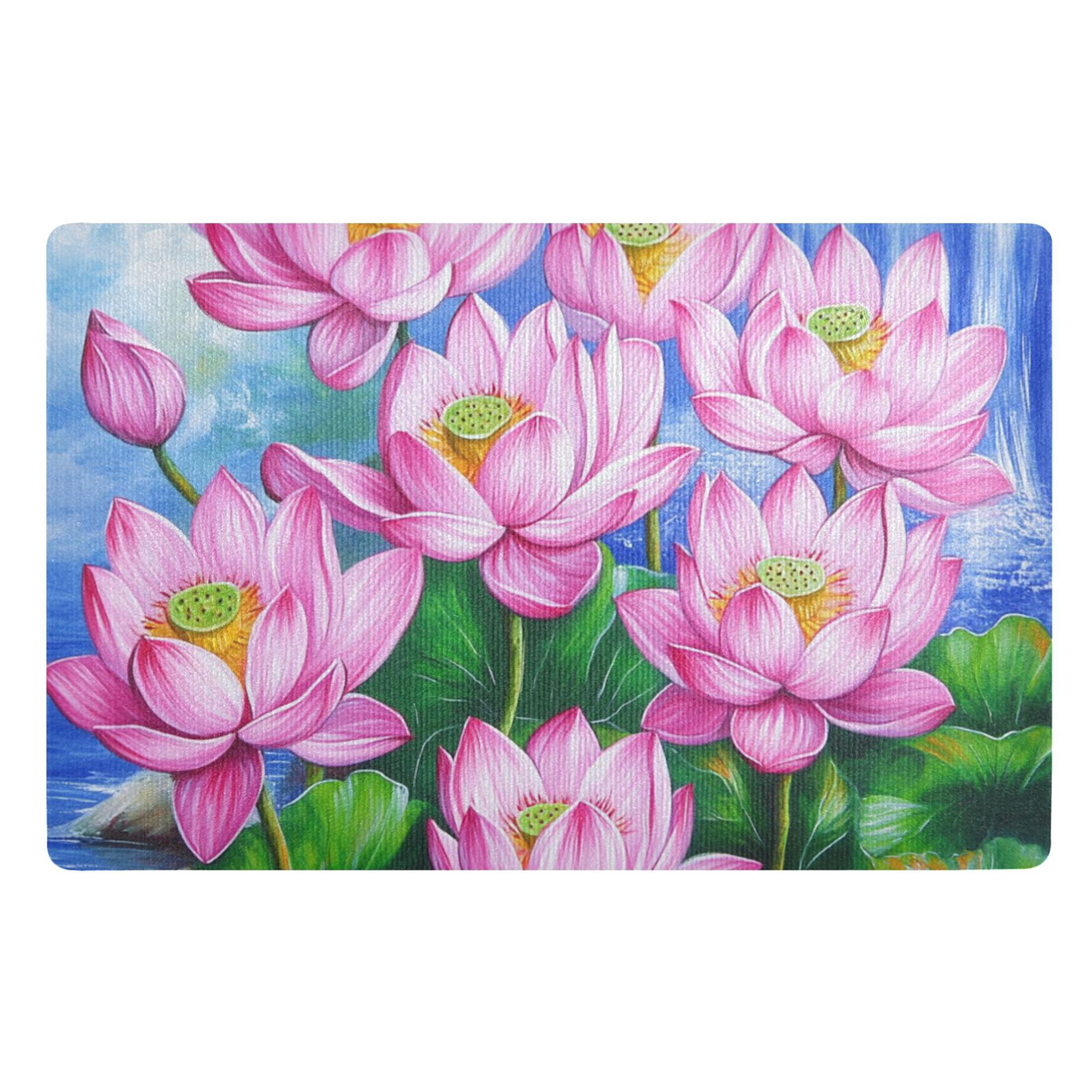 Pink Lotus Flowers Floor Door Mat Outdoor Indoor for Home Entrance ...