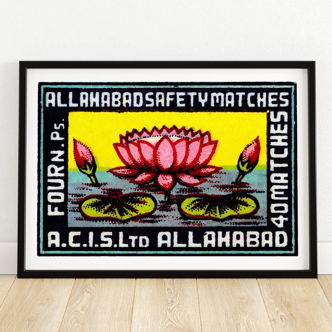 Pink Lotus Flowers - Matchbox Print - Aesthetic Wall Art - Vintage ...