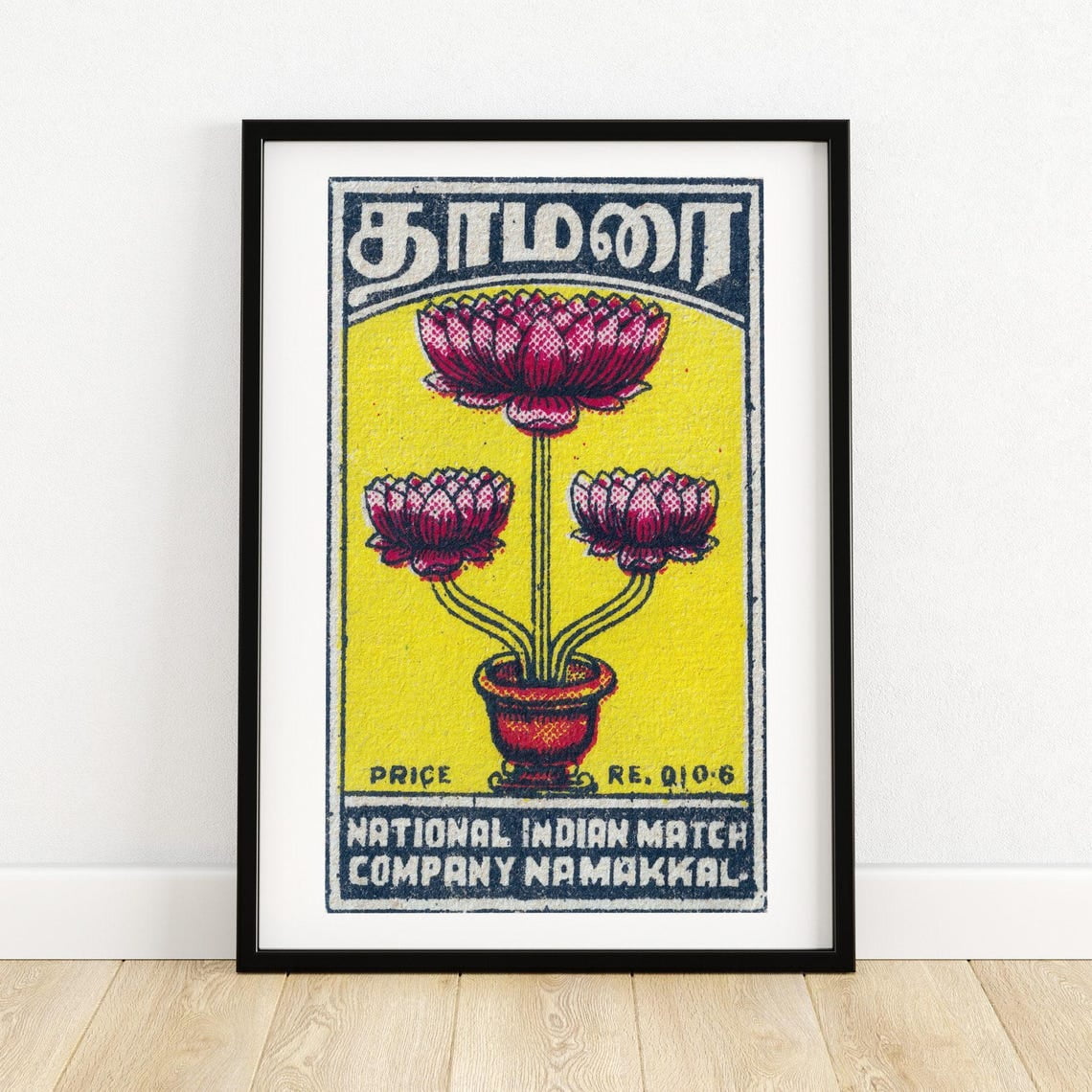 Pink Lotus Flowers - Matchbox Print - India Wall Art - Vintage India ...