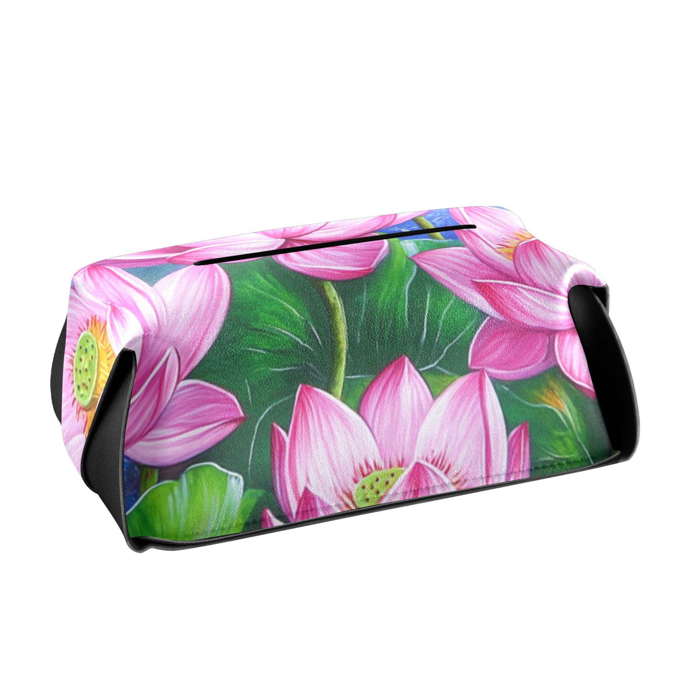 Pink Lotus Flowers Tissue Box Cover Leather Square Rectangle Tissue Box ...