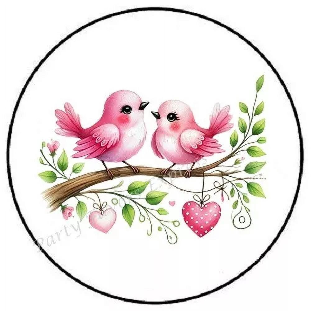 Pink Love Birds On Tree Branch Stickers Party Favors Phone Decal Water ...