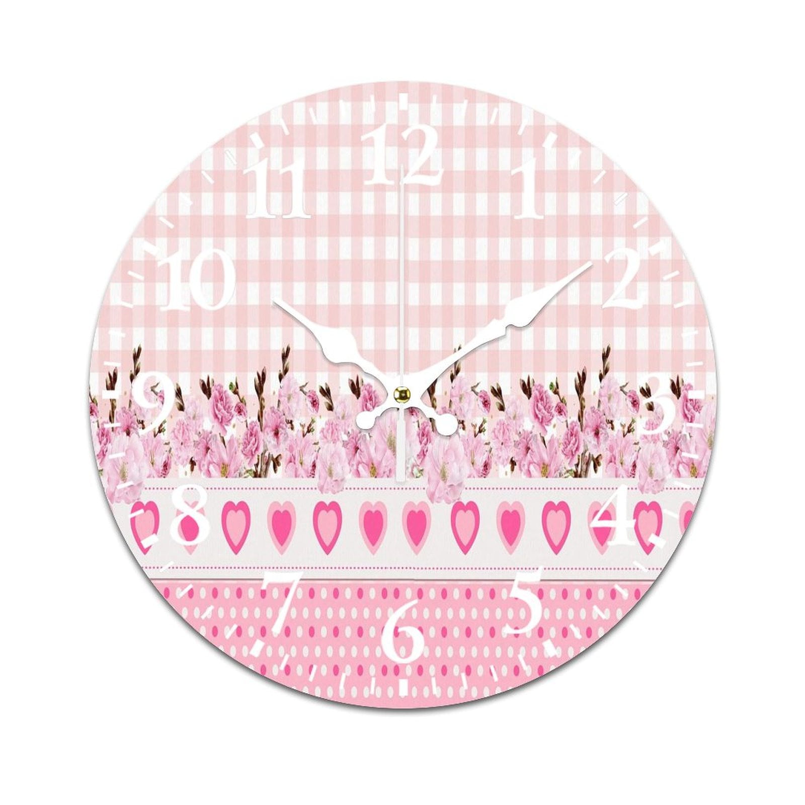 Pink Love Blooming Flower Wall Clock Modern Design Clocks Wall Hanging ...