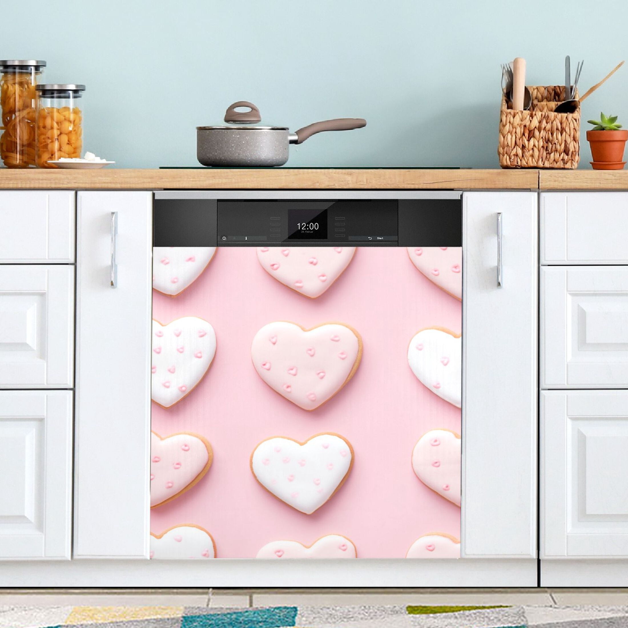 Pink Loving Hearts Magnetic Dishwasher Cover Magnet Refrigerator ...