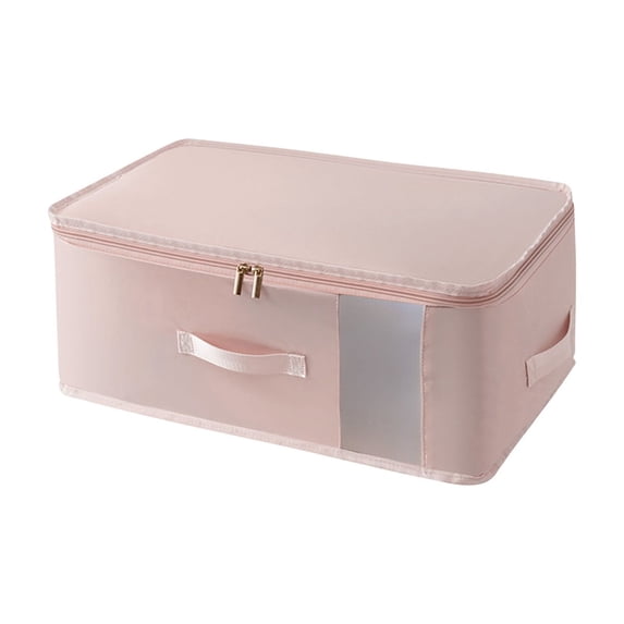 Pink M Underbed Storage Bag Foldable Breathable Fabric With Clear ...