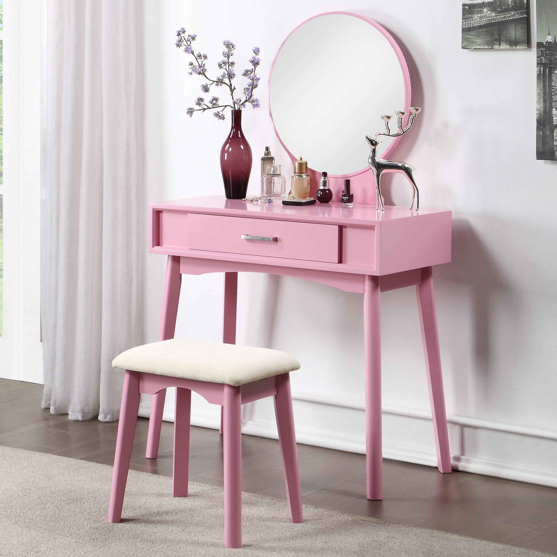 Pink MDF Body Vanity - Provide Makeup Storage - Home Dressing Corner ...