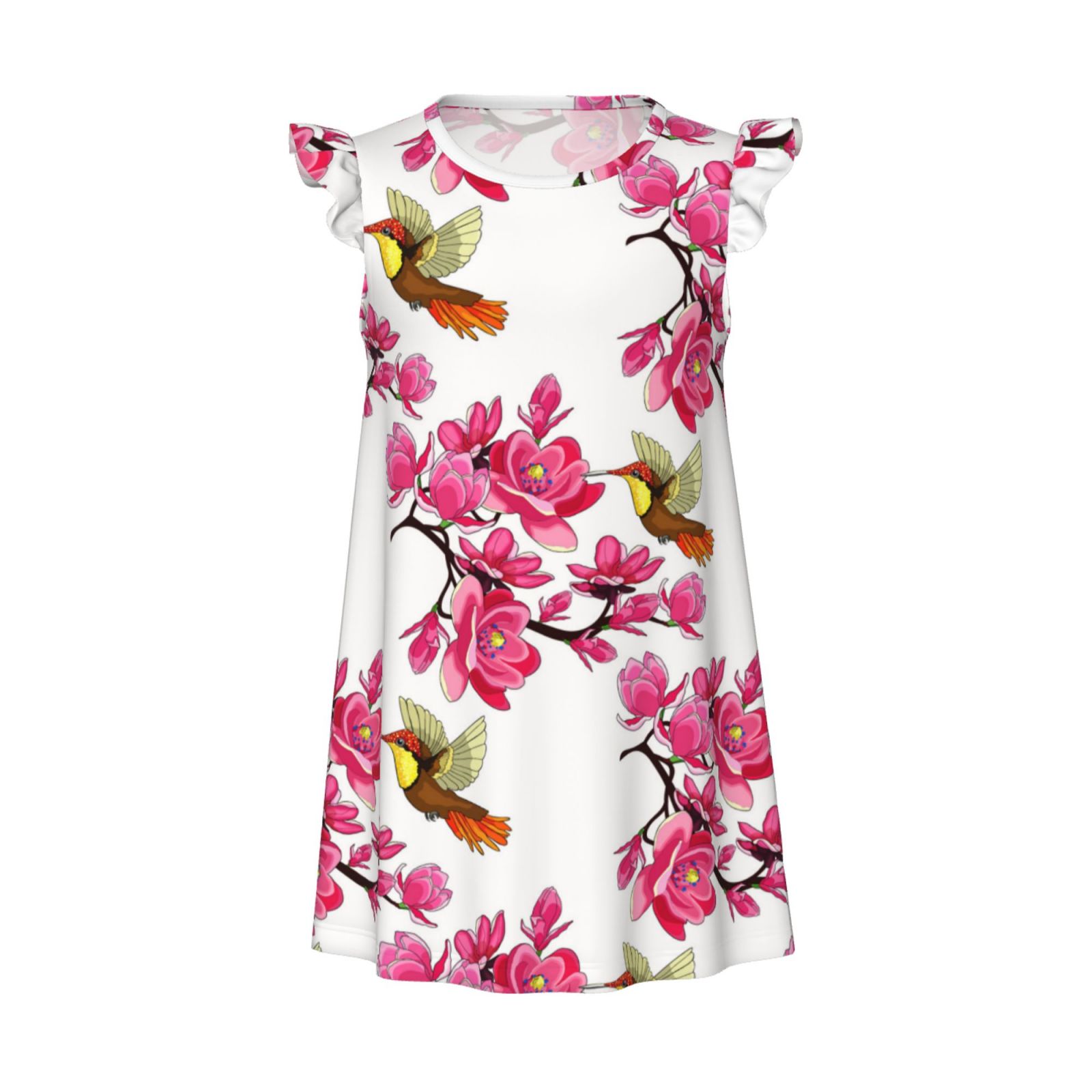 Pink Magnolia Hummingbird Girls Nightgown, Flutter Short Sleeves Night ...