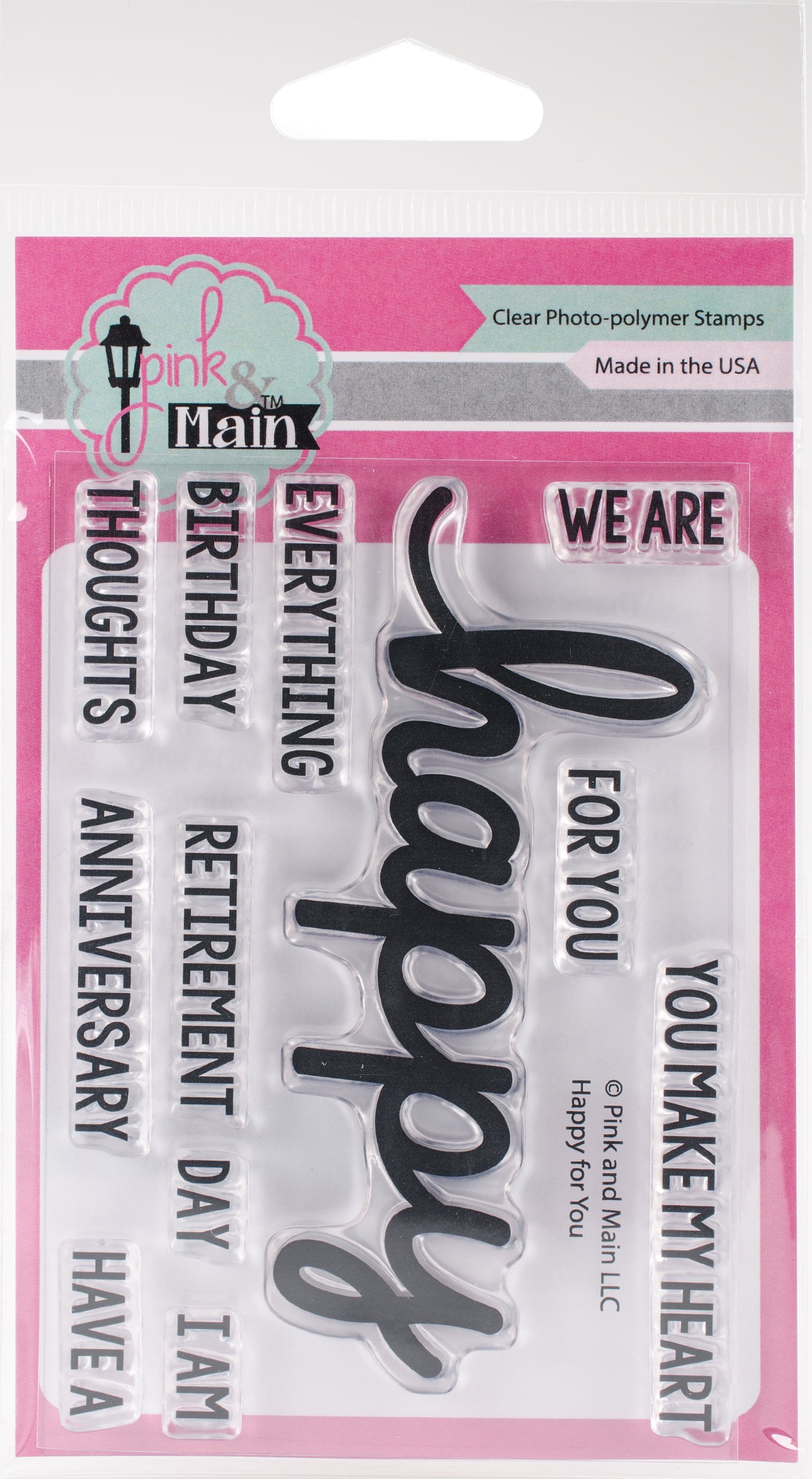 Pink & Main Clear Stamps 3"X4" Happy - Walmart.com
