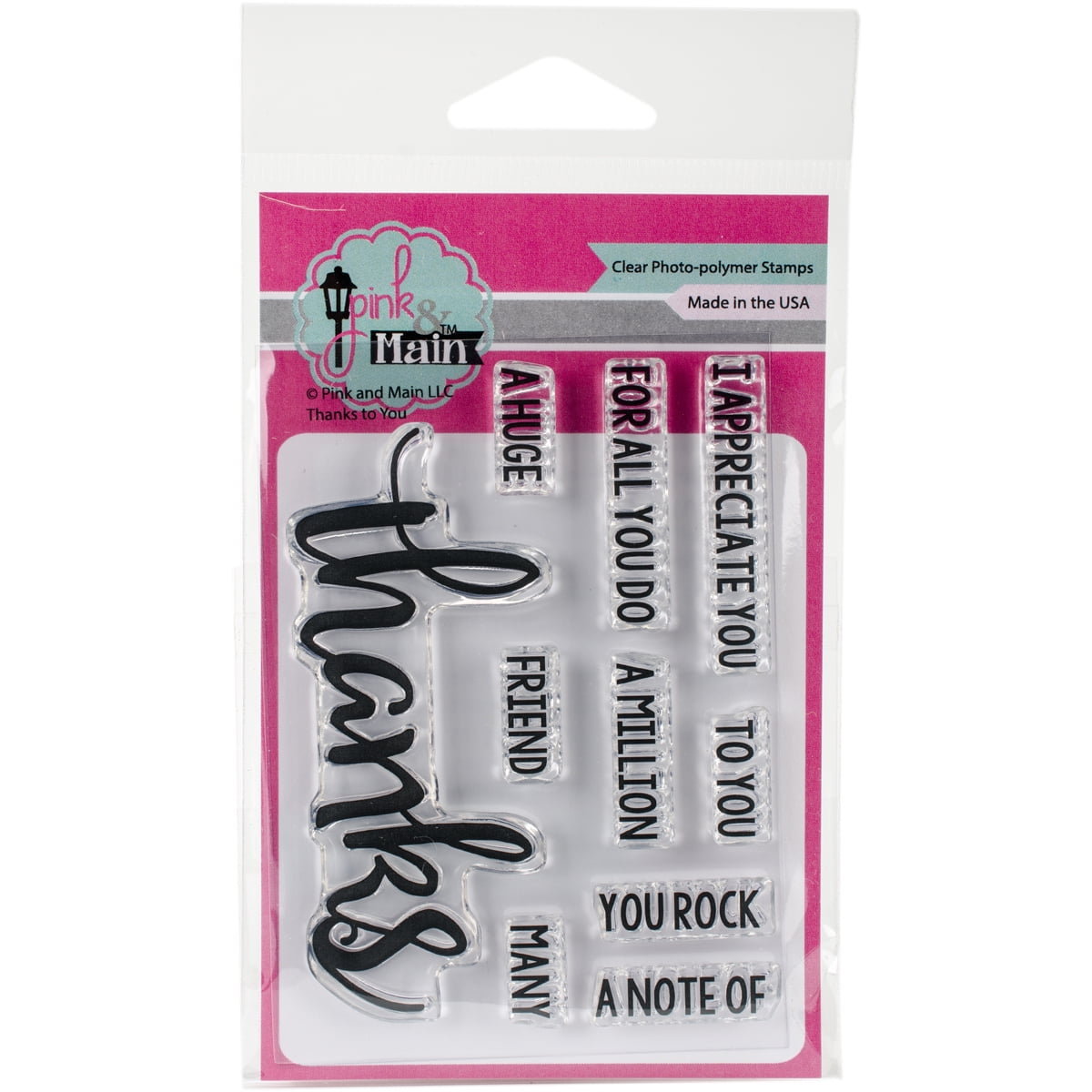 Pink & Main Clear Stamps 3"X4"-Thanks To You - Walmart.com