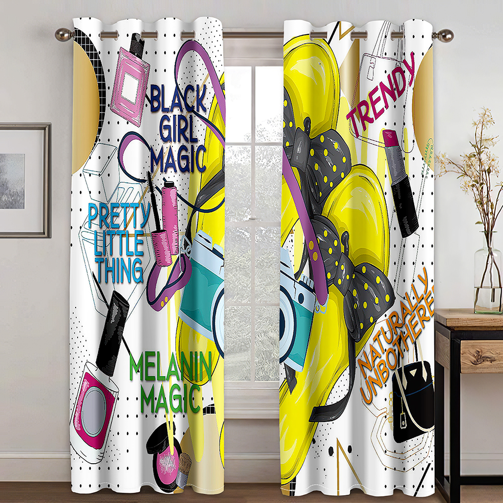Pink Make-up Eyes Eyeflash Girl Window Curtains Blinds for Living Room ...