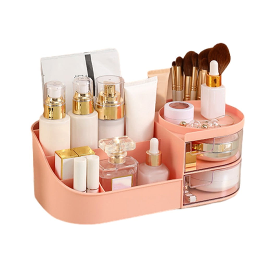 Pink Makeup Organizer and Storage for Vanity,Large 4 Drawers Dresser ...