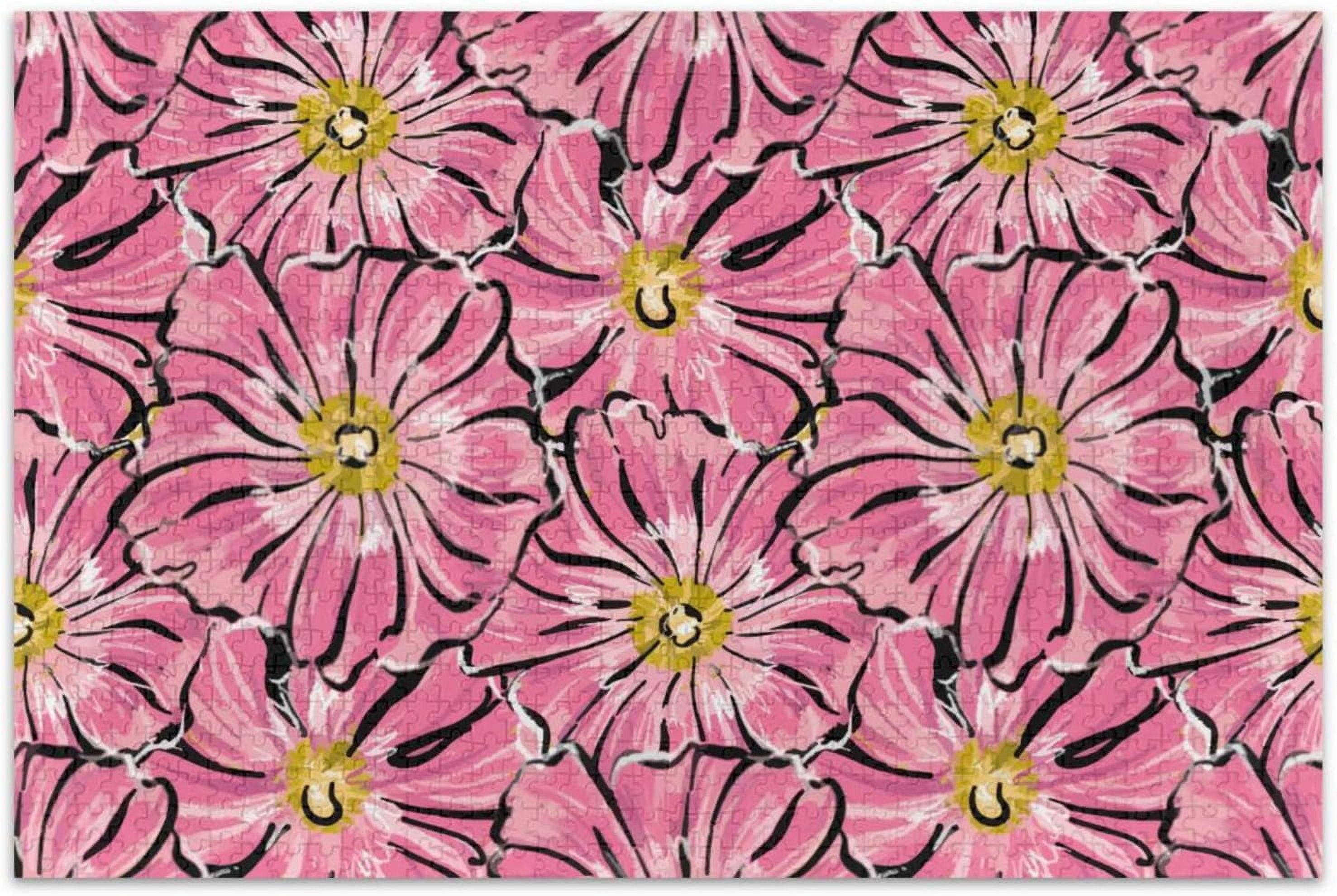 Pink Mallow Flowers 1000 Piece Jigsaw Puzzle, Wall Artwork Puzzle Games ...