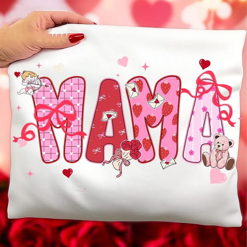 Pink Mama Mini Love Shirt Doodle Heart Mama Love Tee - Walmart.com