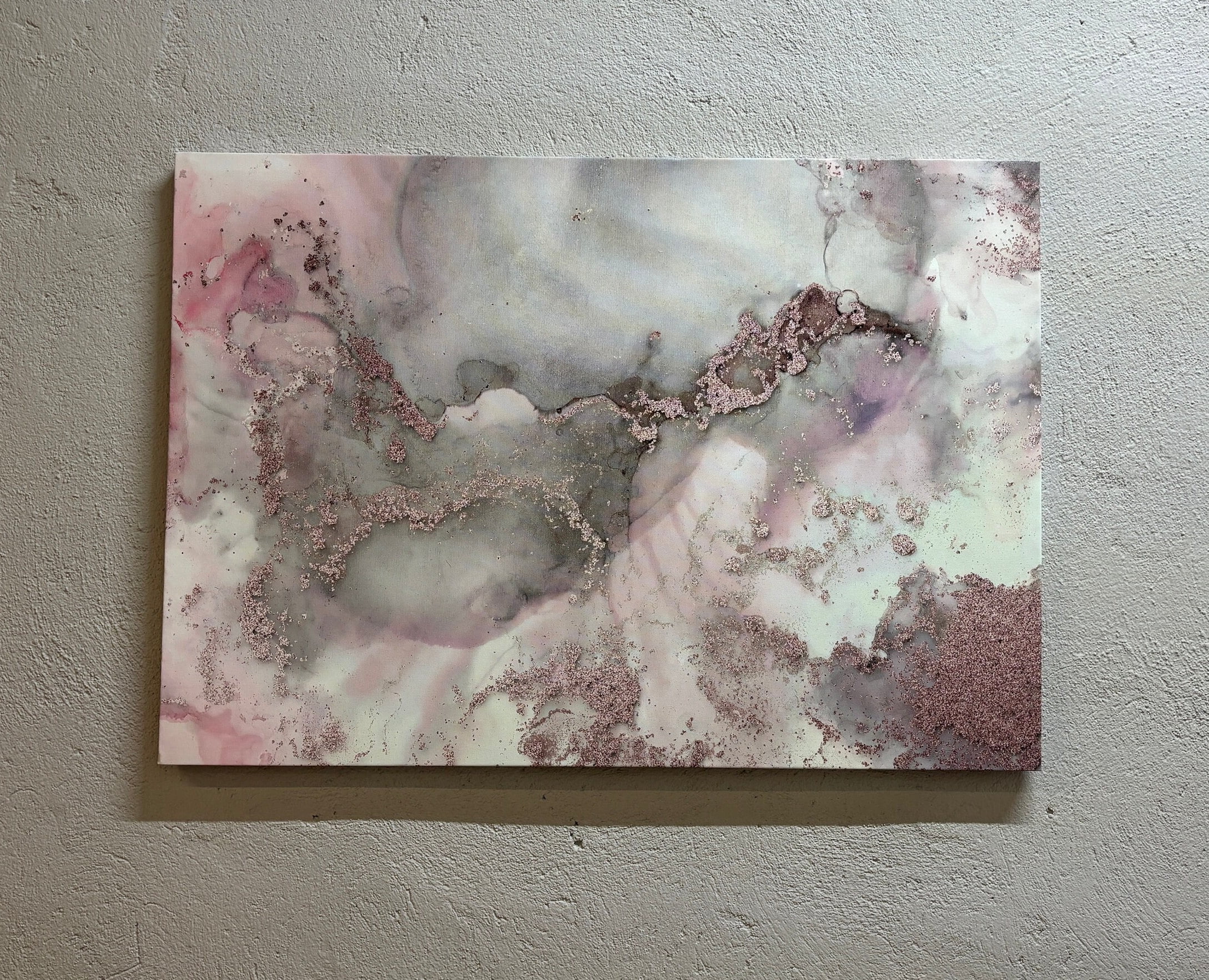 Pink Marble Art Canvas, Gray Marble Printed, Abstract Printed, Pink And ...