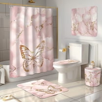 Stcomart Marble Shower Curtain Set Green Fabric Shower Curtain For ...