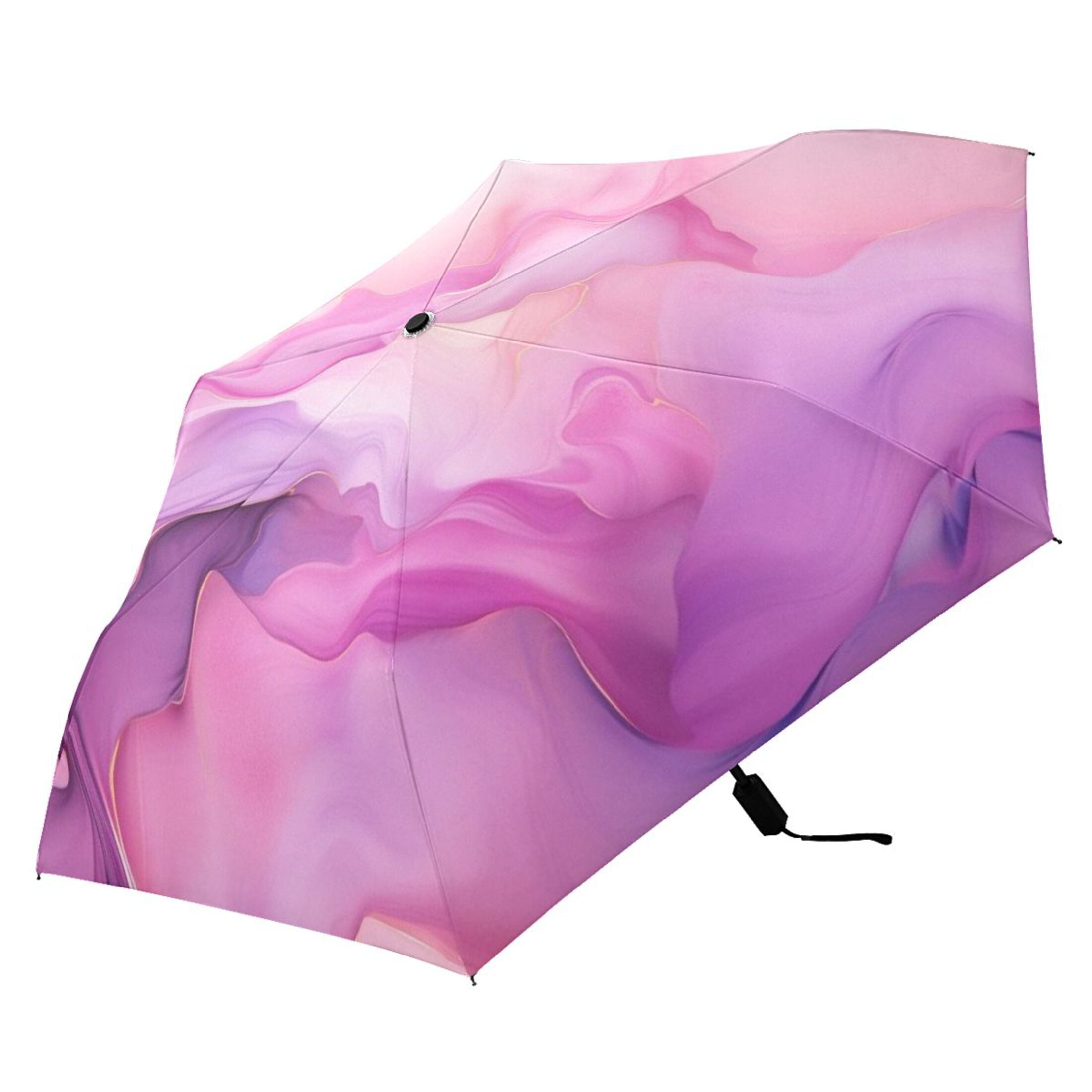 Pink Marble Compact Folding Umbrella for Rain Windproof Travel Umbrella ...