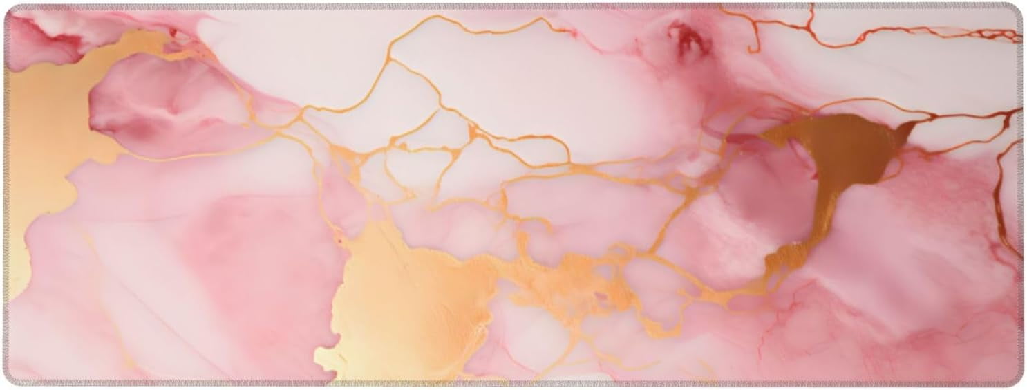 Pink Marble Gaming Mouse Pad - Marble Design Mouse Pad Pink White Marbling Print Mousepad 31 ...