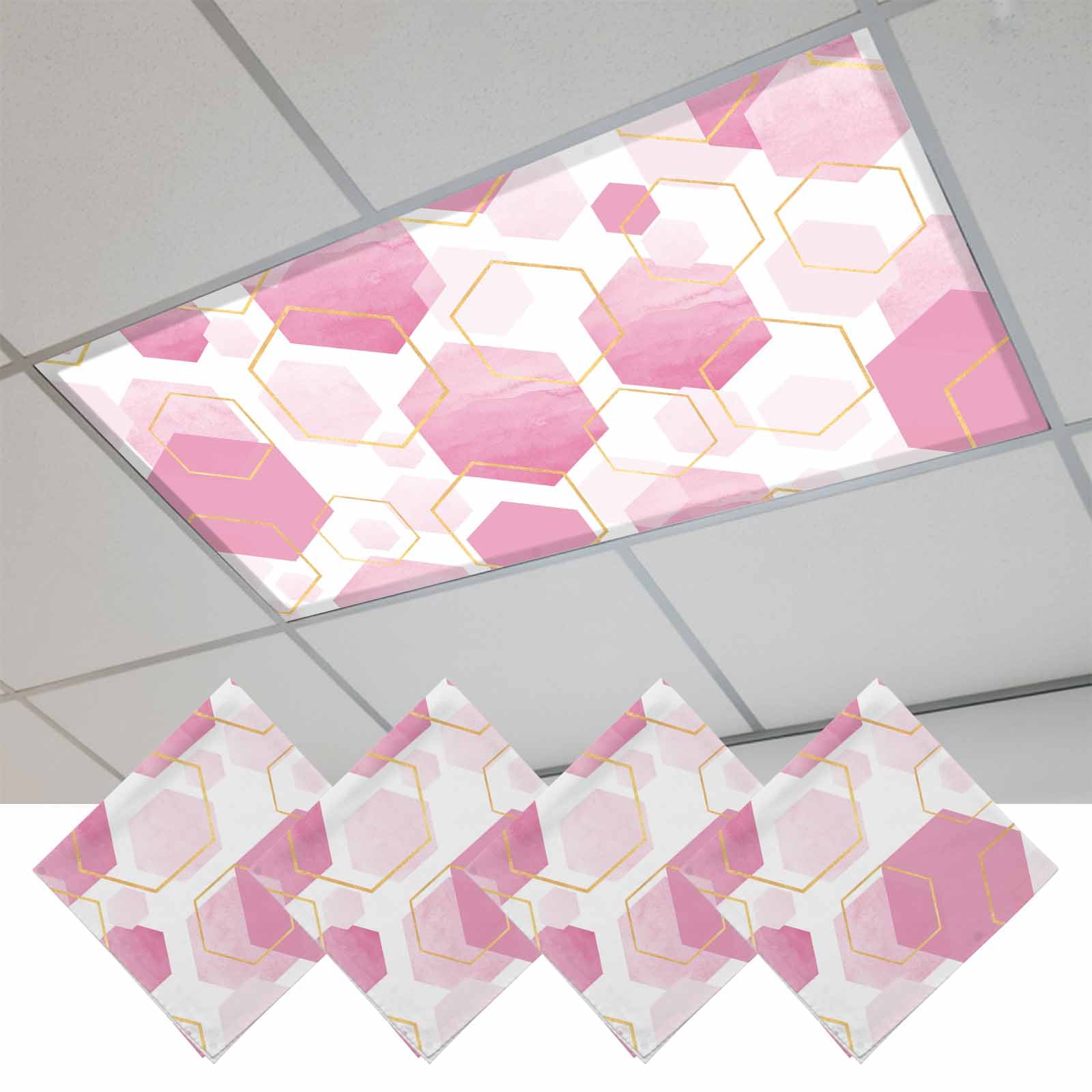 Pink Marble Magnetic Fluorescent Light Covers for Ceiling Lights 2x4 ...