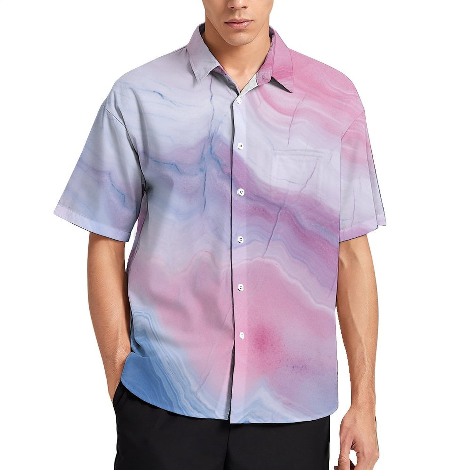 Pink Marble Men's Shirts Short Sleeve Casual Shirts Button Down Shirt ...