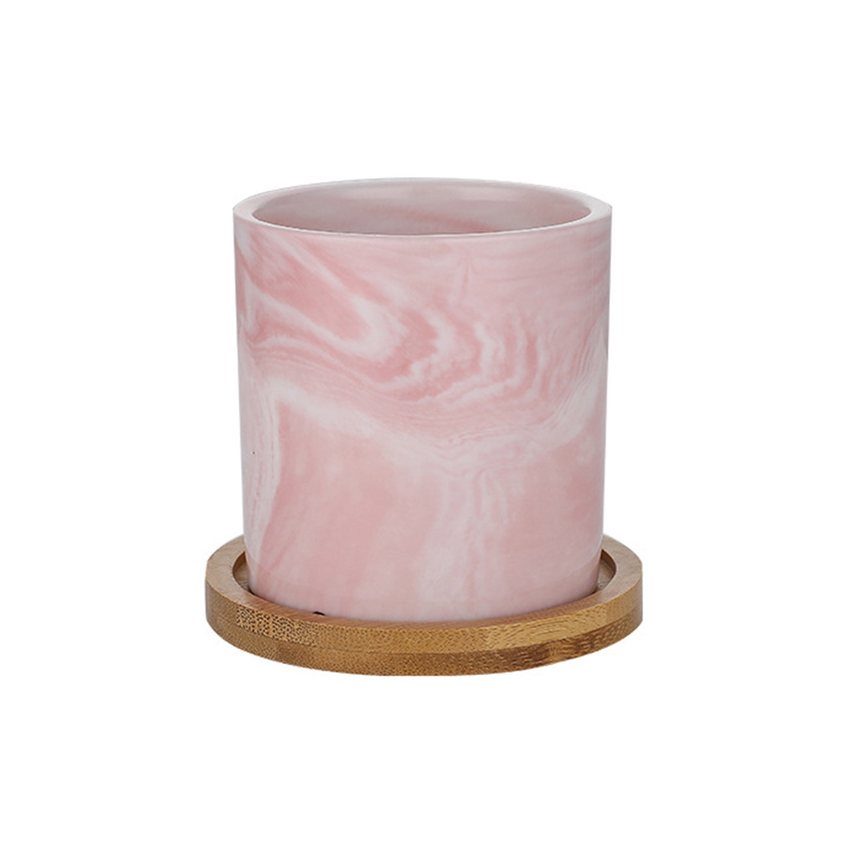 Pink Marble Texture Ceramic Flower Pots Planters with Drainage Hole and ...