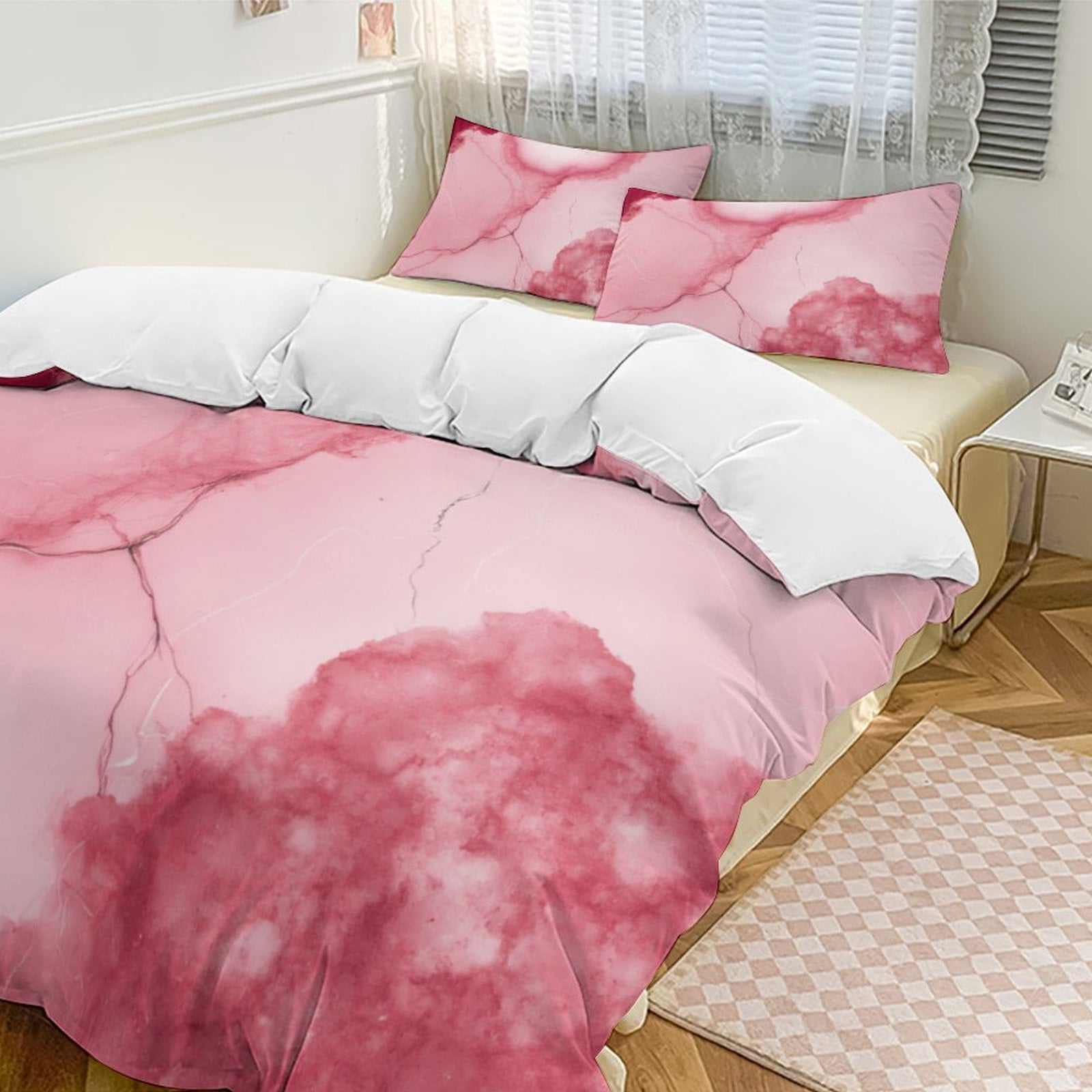 Pink Marble Texture Print 3D Duvet Cover Set Quilt Cover Theme of Kid ...