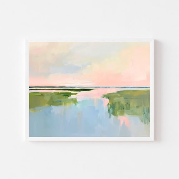 Pink Marsh Sunset Landscape Painting Pastel Lowcountry Coastal ...