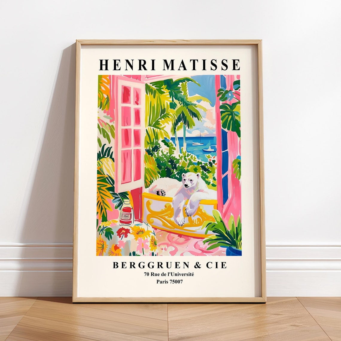 Pink Matisse Print, Polar Bear In Bathtub Art Print, Maximalist ...
