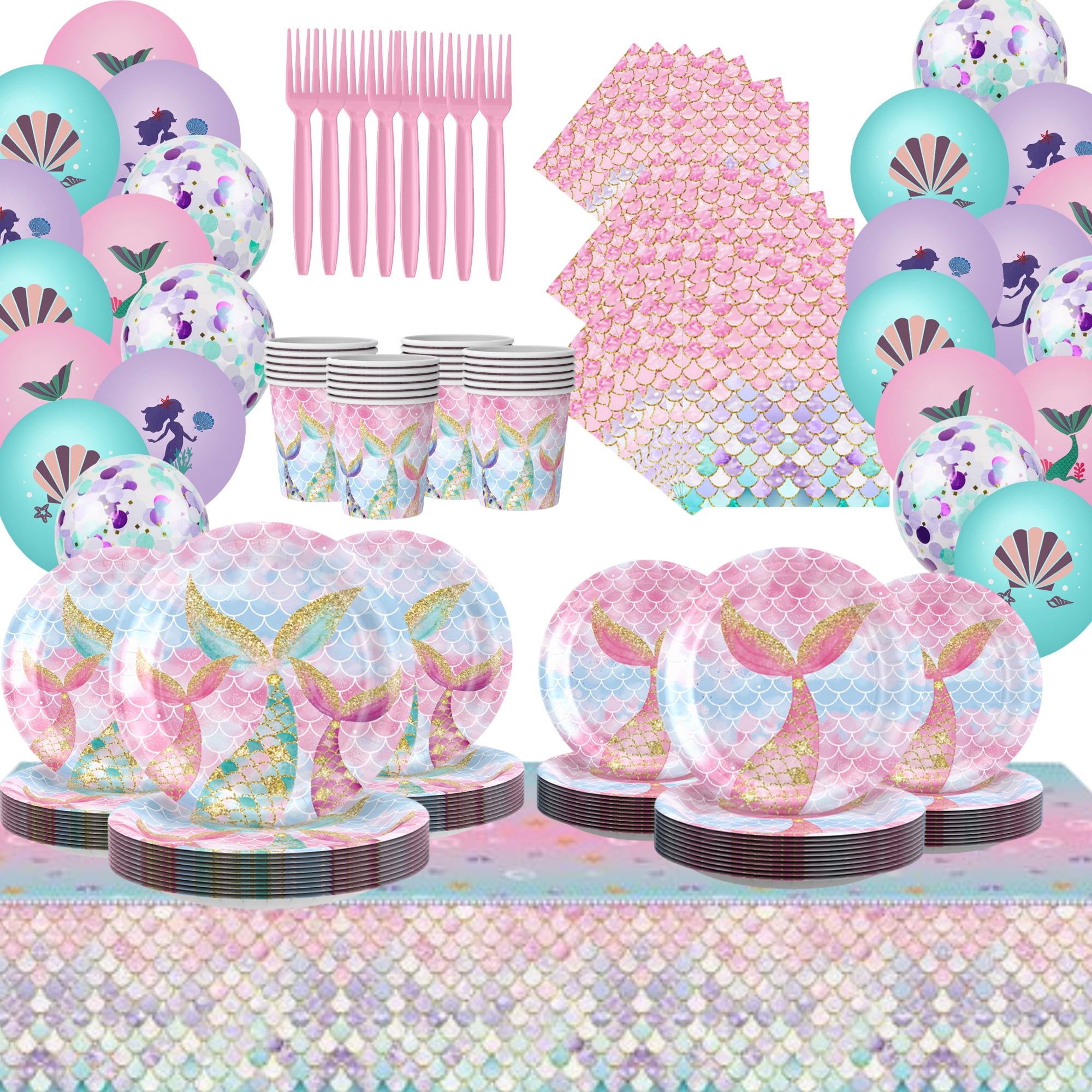 Pink Mermaid Birthday Party Decorations - Mermaid Themed Supplies for ...