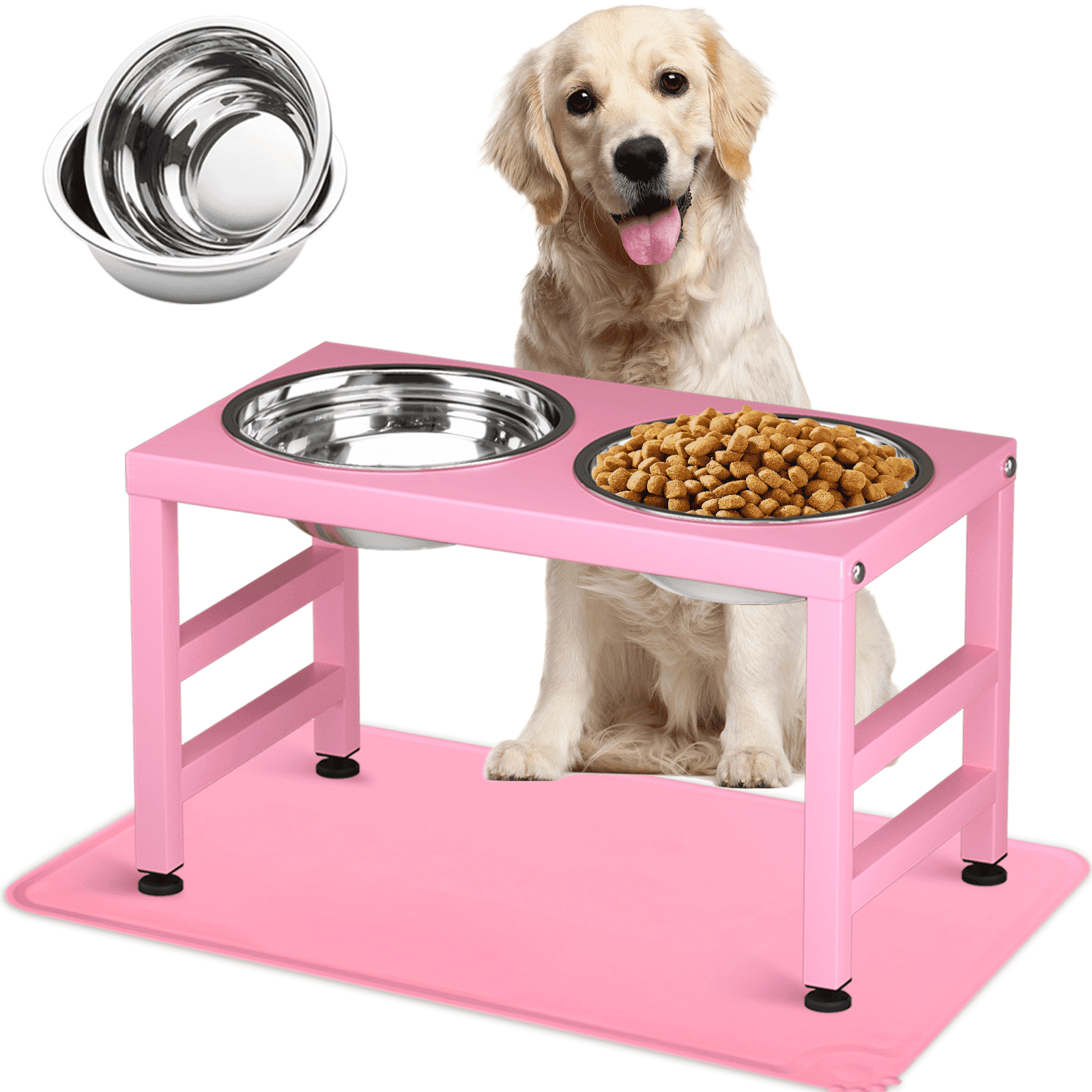 SHAINFUN Pink Elevated Dog Bowls Stand for Large Dogs, 10in Tall ...