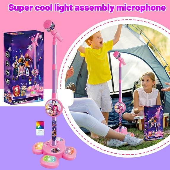 Pink Microphone electric K-P+O-P D+e-m+o-n H-u+n+t+e+r+s Light-Up Music ...
