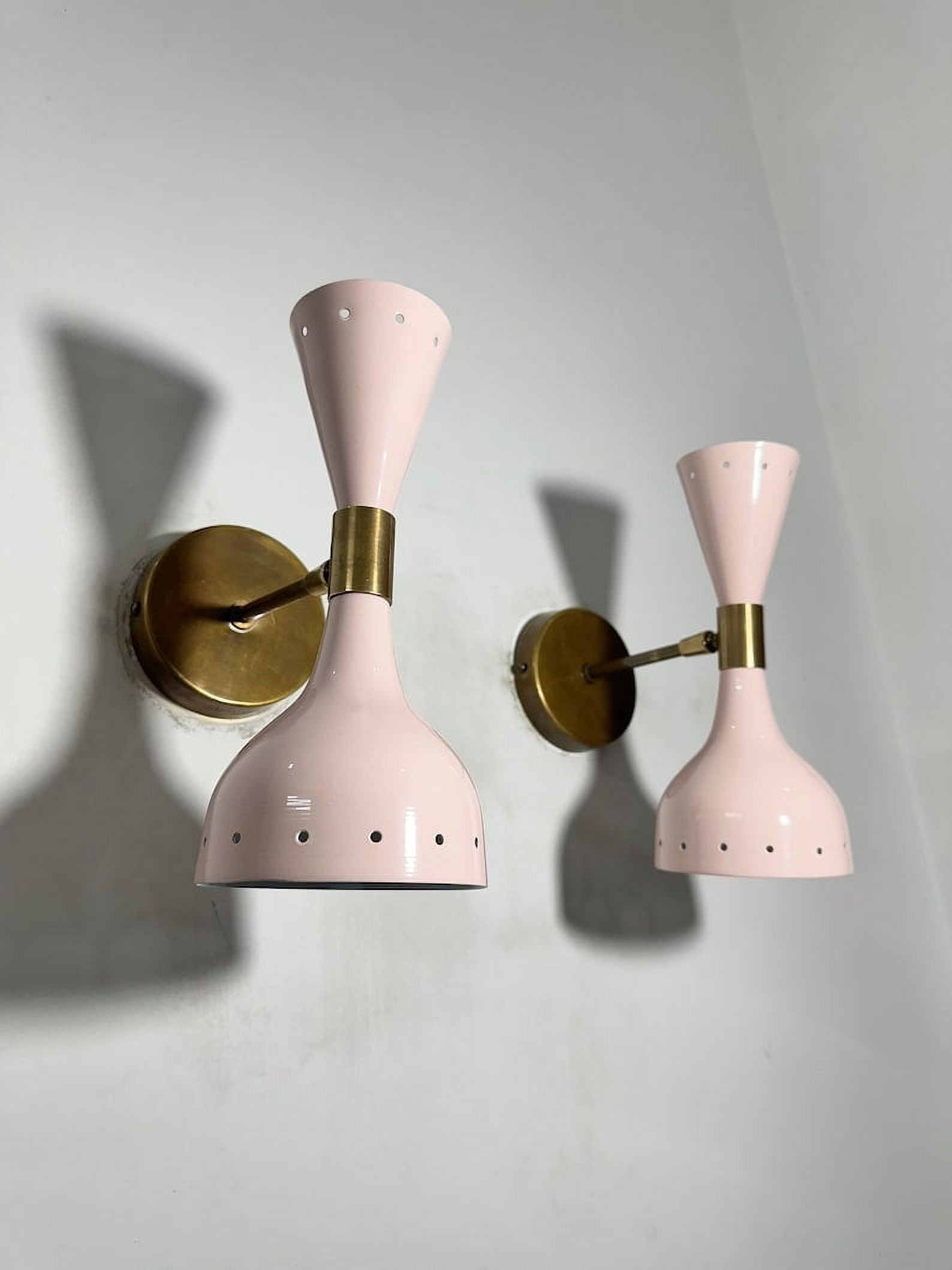 Pink Mid Century Brass Wall Sconce Light Pair Italian Sconce Lamp ...