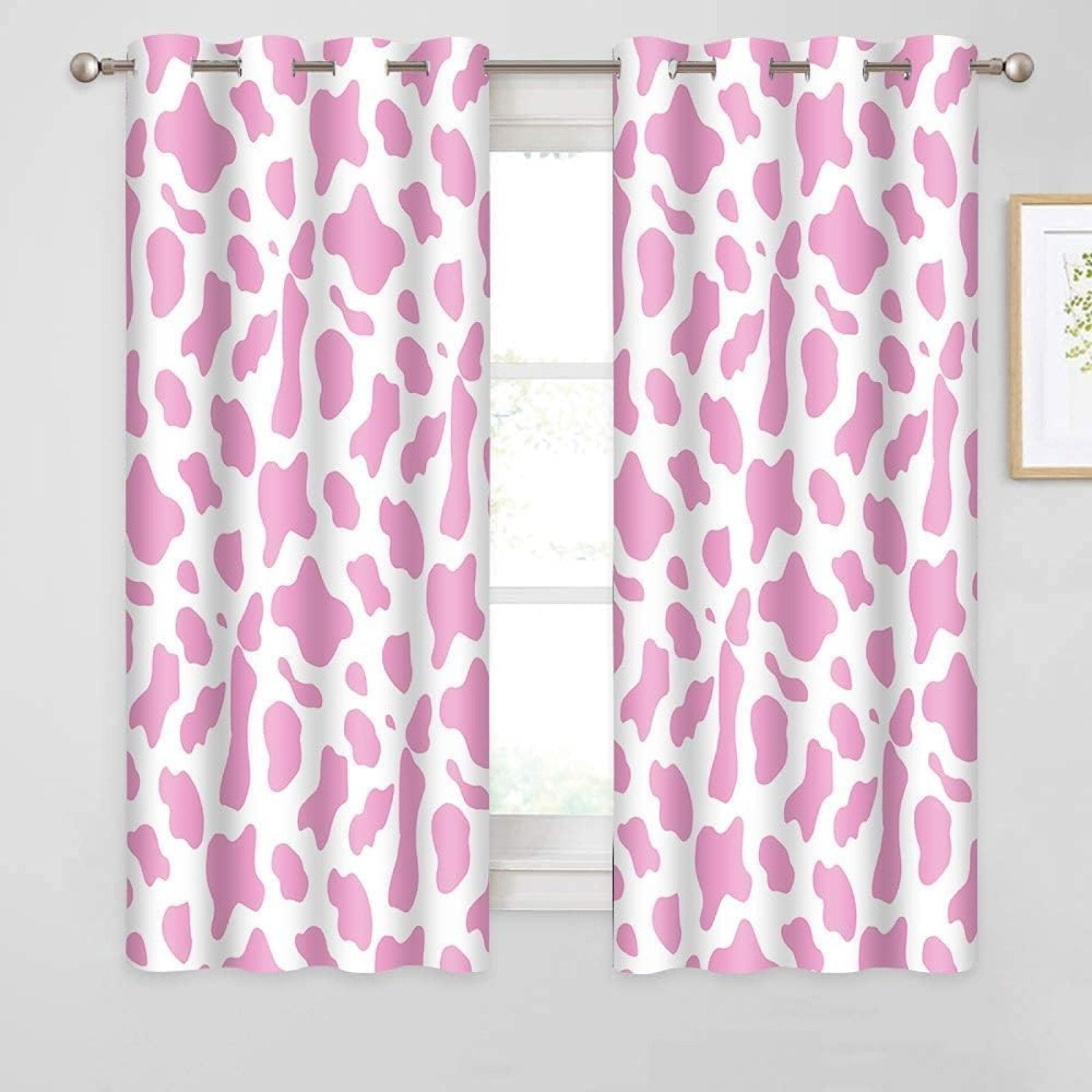 Pink Milk Cow Blackout Window Curtain, Farmland Animals Skin Princess ...