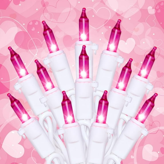 Pink Mini Christmas Lights,2 Pack 13FT 50Count Fairy String Light Set ...