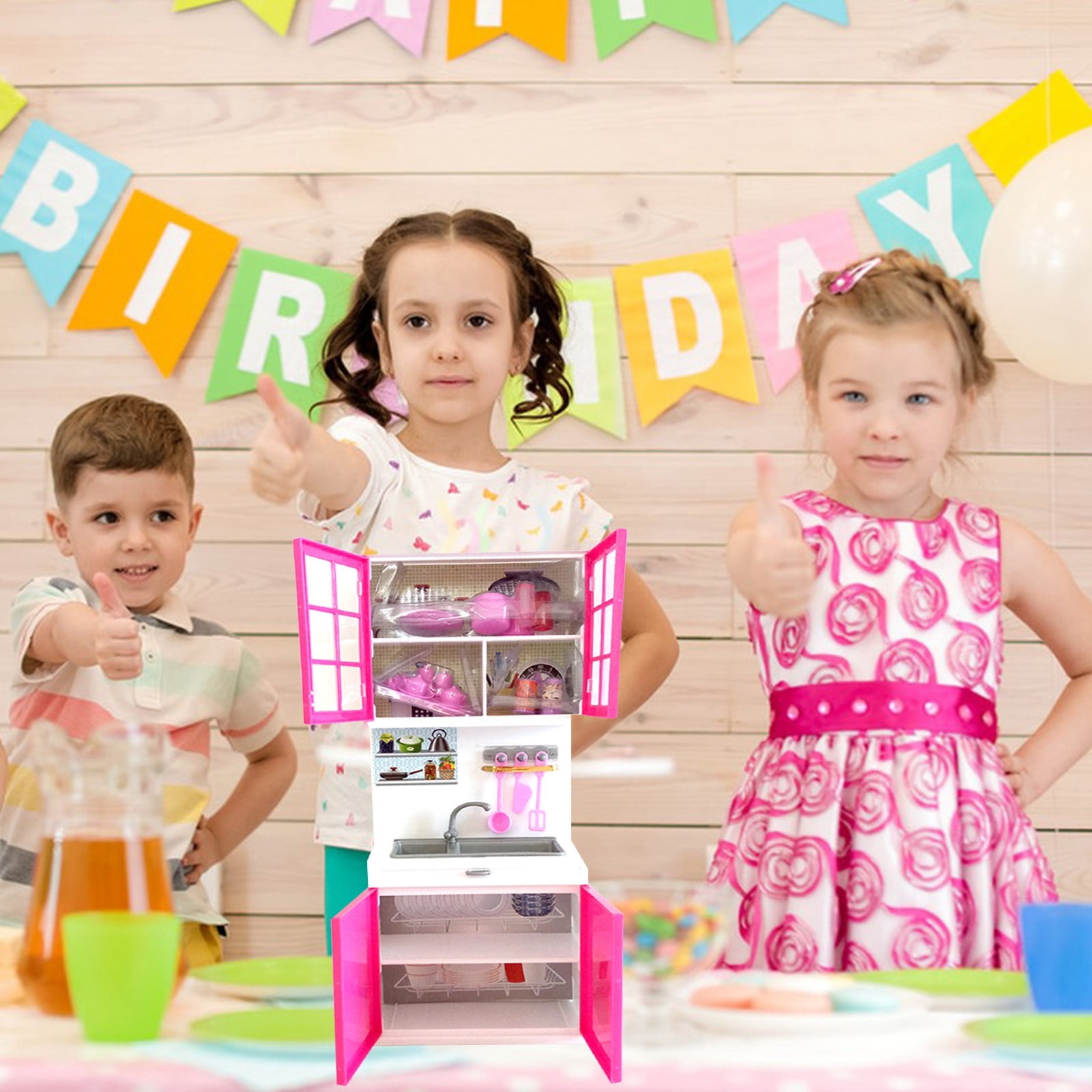 Pink Mini Kitchen Play Set for Toddlers & Girls - Realistic 12.3" Toy ...