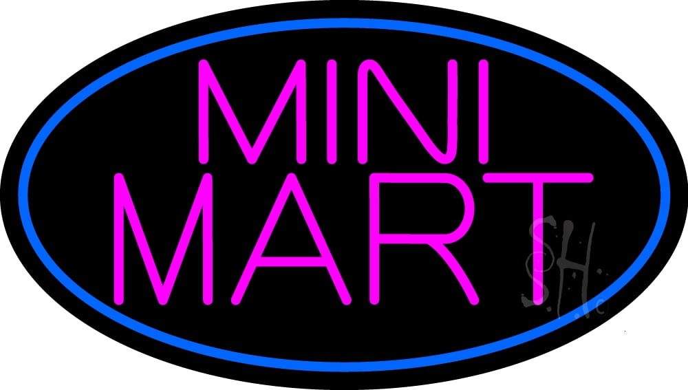 Pink Mini Mart LED Neon Sign 20 x 37 - inches, Black Square Cut Acrylic ...