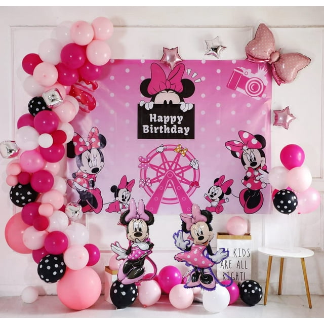 Pink Mini Mouse Birthday Party Decorations, Minnie Themed Party ...