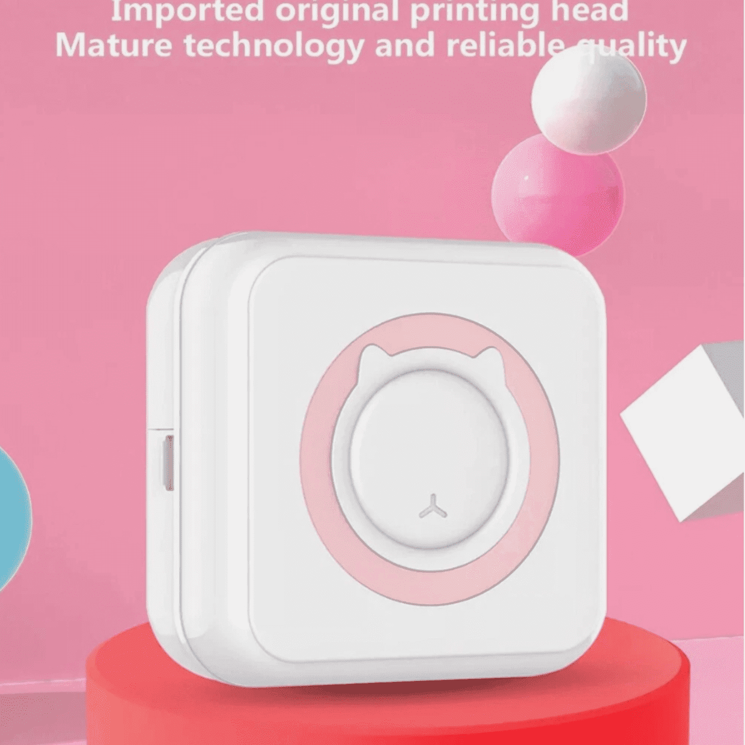 Pink Mini Portable Sticker Photo Printer Wireless Inkless Thermal ...